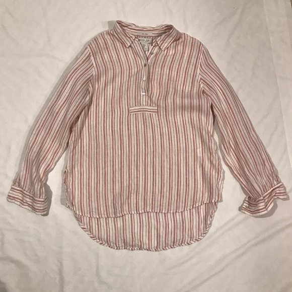 Rachel Zoe | Tops | Rachel Zoe Linen Popover Blouse Womens S Striped ...
